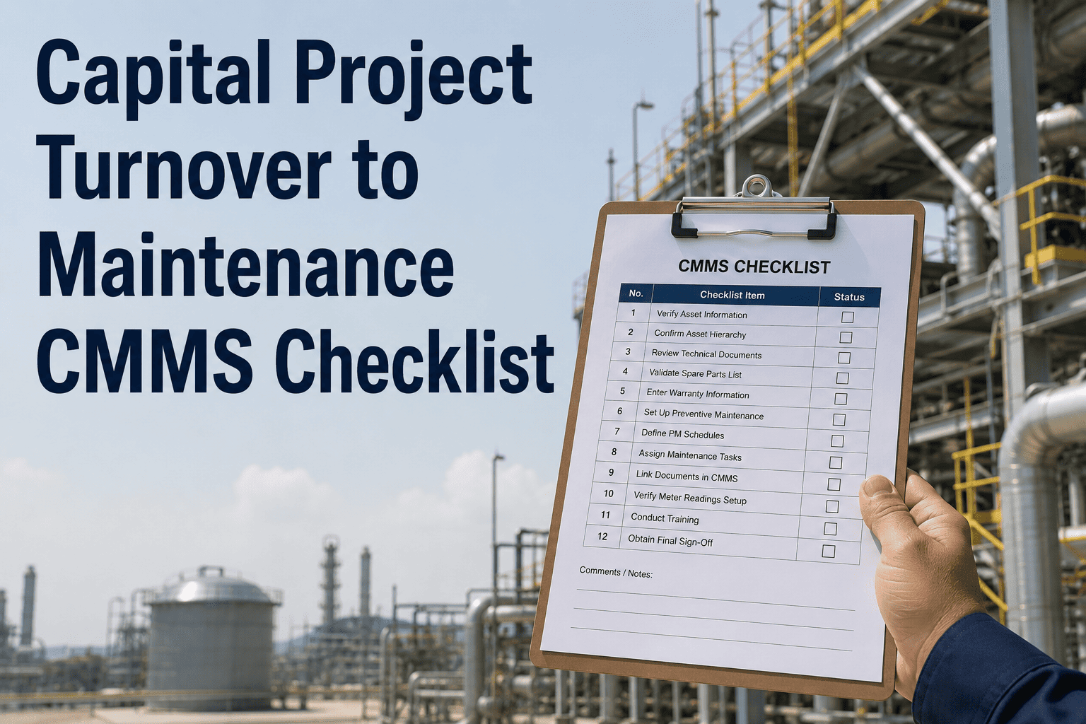 Capital Project Turnover to Maintenance CMMS Checklist