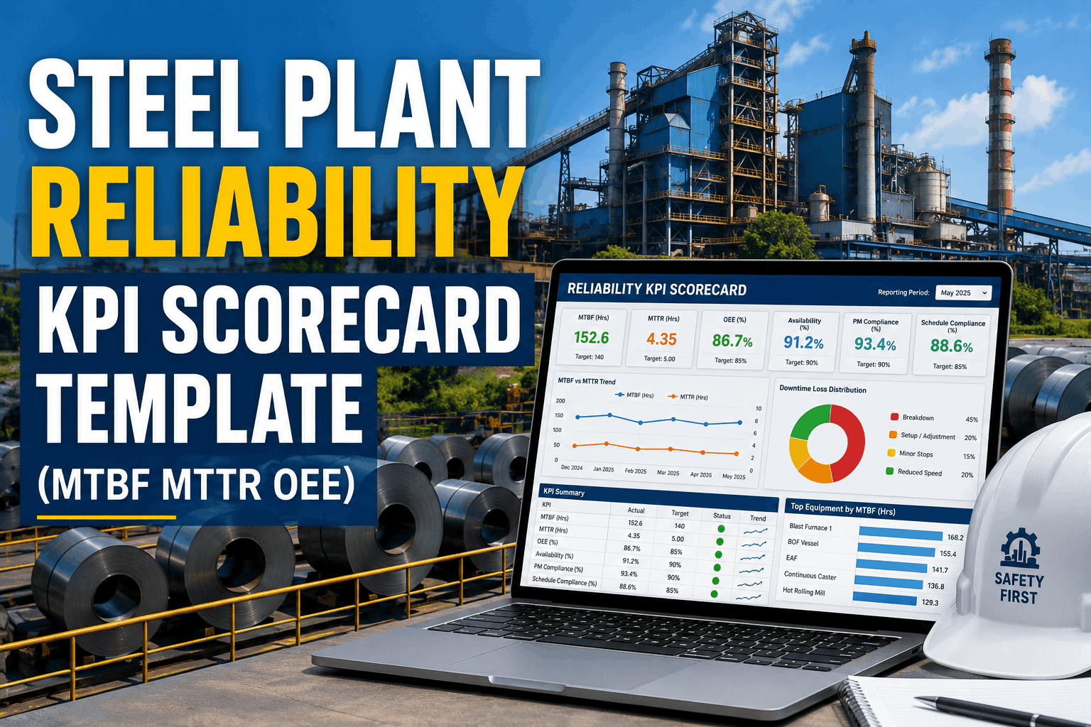 Steel Plant Energy KPI Dashboard Template